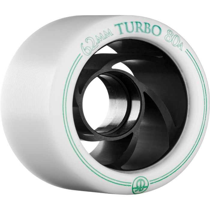 Rollerbones Turbo Wheel Black Aluminum Hub 62mm 80a 4pk White - Roll One